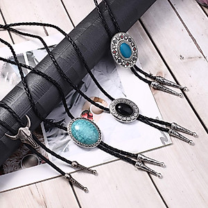 Jstyle 4Pcs Bolo Tie for Men Western Cowboy Leather Necktie Halloween Costume Accessories for Men Women