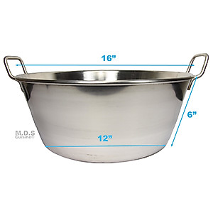 Cazo Stainless Steel Large 16" Heavy Duty Caso Para Carnitas Acero Inoxidable- Flat Surface