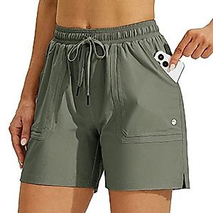 Willit Women's 5" Hiking Shorts Golf Athletic Outdoor Shorts Quick Dry Workout Summer Water Shorts with Pockets Sage Green M
