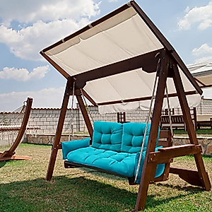 Maitys 5 Pieces Waterproof Outdoor Cushions Couch Cushion Set Wicker Chair Cushions Group Loveseat Cushions Lumbar Pillows for Patio Backyard Porch Garden Furniture (Peacock Blue)