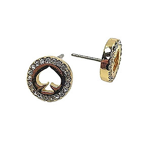 Kate Spade New York Womens Spot The Spade Clear Gold Tone Crystal Pave Stud Earrings Jewelry