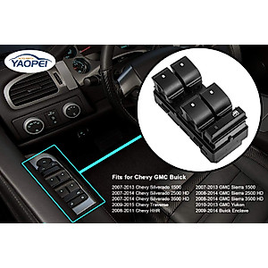 Driver Side Master Power Window Switch for 2007-2013 Chevrolet Chevy Silverado GMC Sierra Traverse HHR 1500 2500HD 3500HD Yukon Buick 25789692 20945129 D1954F129 D1954F