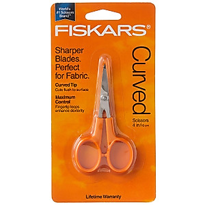 Fiskars 98087097J Curved Craft Scissors, 4 Inch, steel and orange