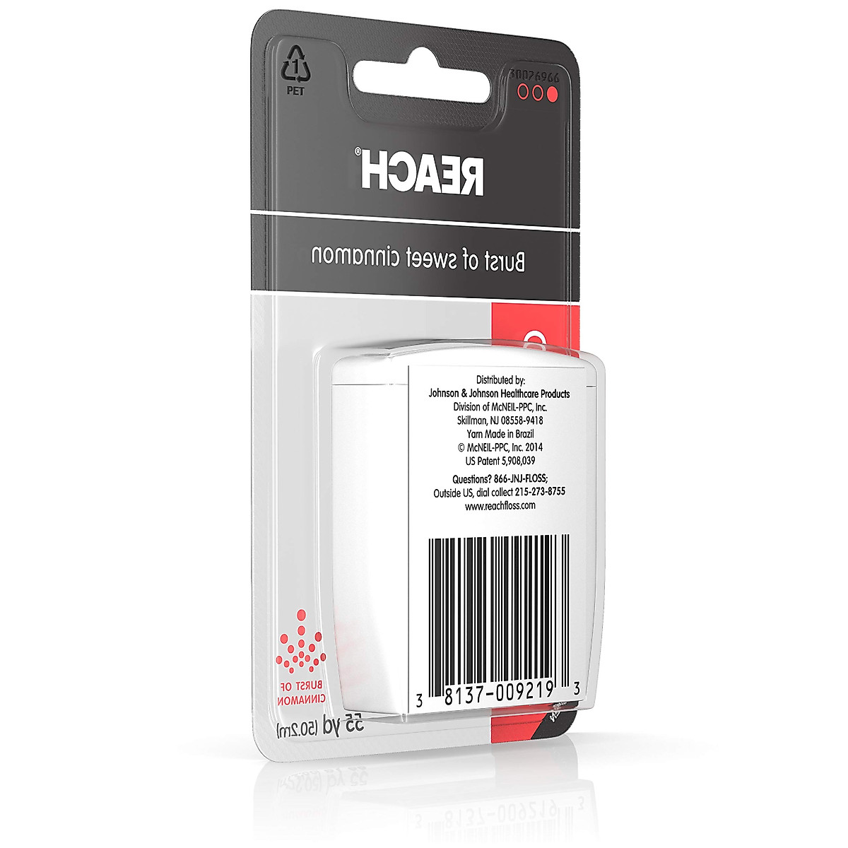 Reach Cleanburst Waxed Dental Floss, Oral Care, Cinnamon Flavored, 55 Yards