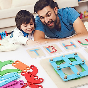 Sank Multifuctional Montessori Pillar Collage Toys Wooden Learning Toys,Baby Puzzles Educational Building Blocks and Shapes for Toddlers Kids Boys Girls Age 3+ Years Old(26 Shape Pieces)