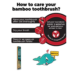 SAVSEA Bamboo Toothbrush Soft Bristles with Medium Bristles for Adults (2 Toothbrushes)