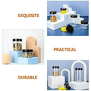 HERMJ 16 pcs Jar Cylinders Clear Cosmetics Ml Empty Face Pills for Mouth Jars Sample Eye Cream Storage Size Powder Bottles Transparent Tea Shadow Container Makeup Home Bottle Black