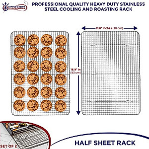 KITCHENATICS Heavy Duty Half Sheet Cooling Racks, Rust Resistant Stainless Steel Baking Racks, Wire Racks Fit Half Sheet Pan, Bacon Grill Rack for Oven, Cookie Cooling Racks 11.8" x 16.9" IN, Set of 2