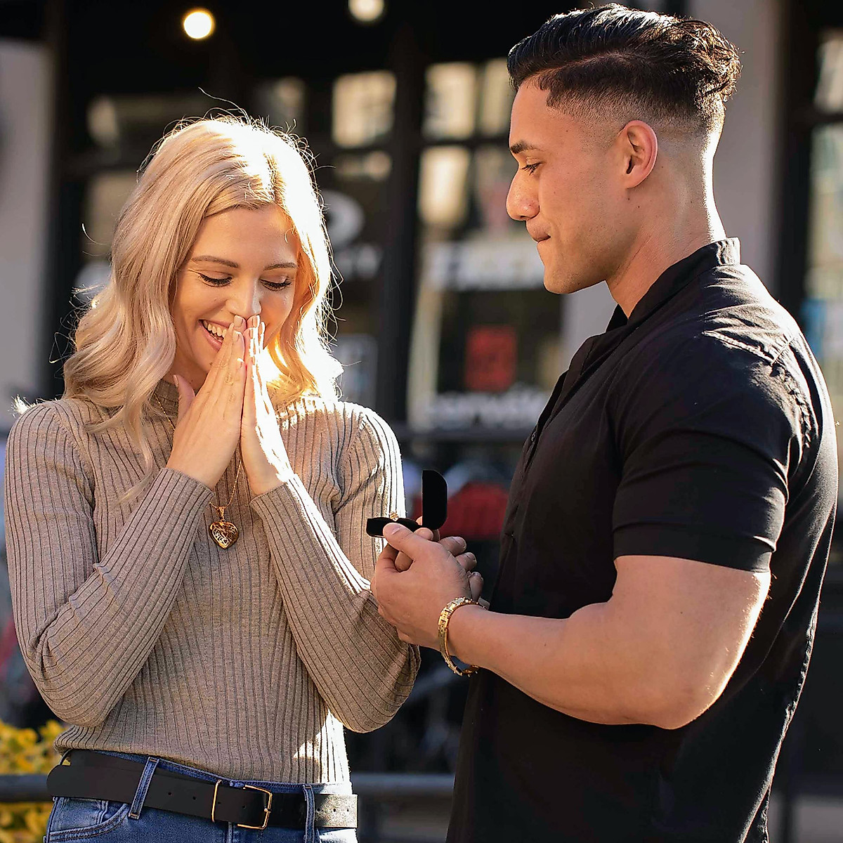 LIFETIME JEWELRY 3-Stone Cubic Zirconia Heart Ring for Women 24k Real Gold Plated (Purple, 7)