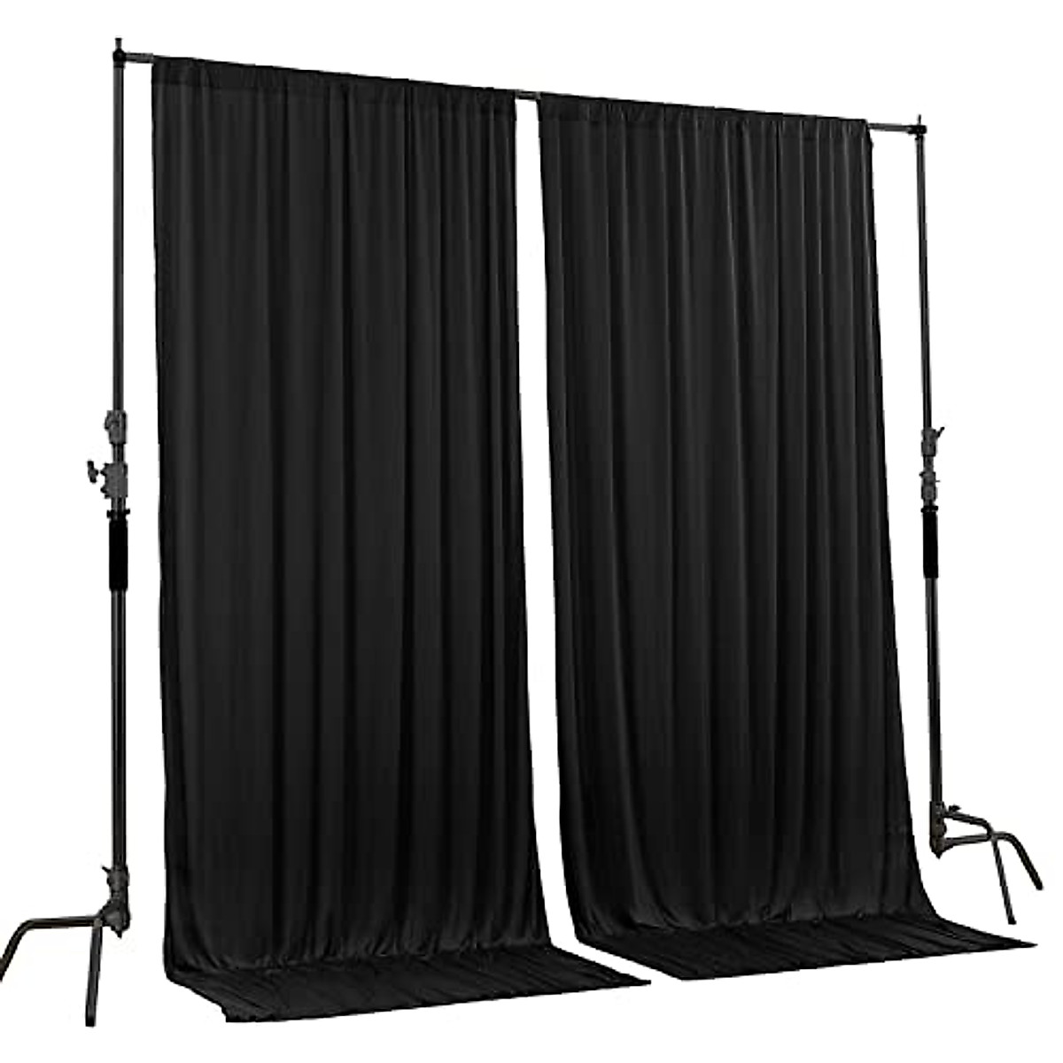 AK TRADING CO. 10 feet x 8 feet IFR Polyester Backdrop Drapes Curtains Panels with Rod Pockets - Wedding Ceremony Party Home Window Decorations - Black