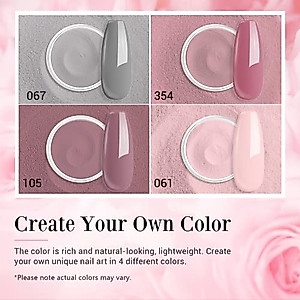 AZUREBEAUTY Dip Powder Nail Kit, 4 Colors Gentle Nude Pink Neutral Skin Dipping Powder System Liquid Set Recycling Tray with Base & Top Coat Activator for French Nail Art Manicure Salon DIY at Home