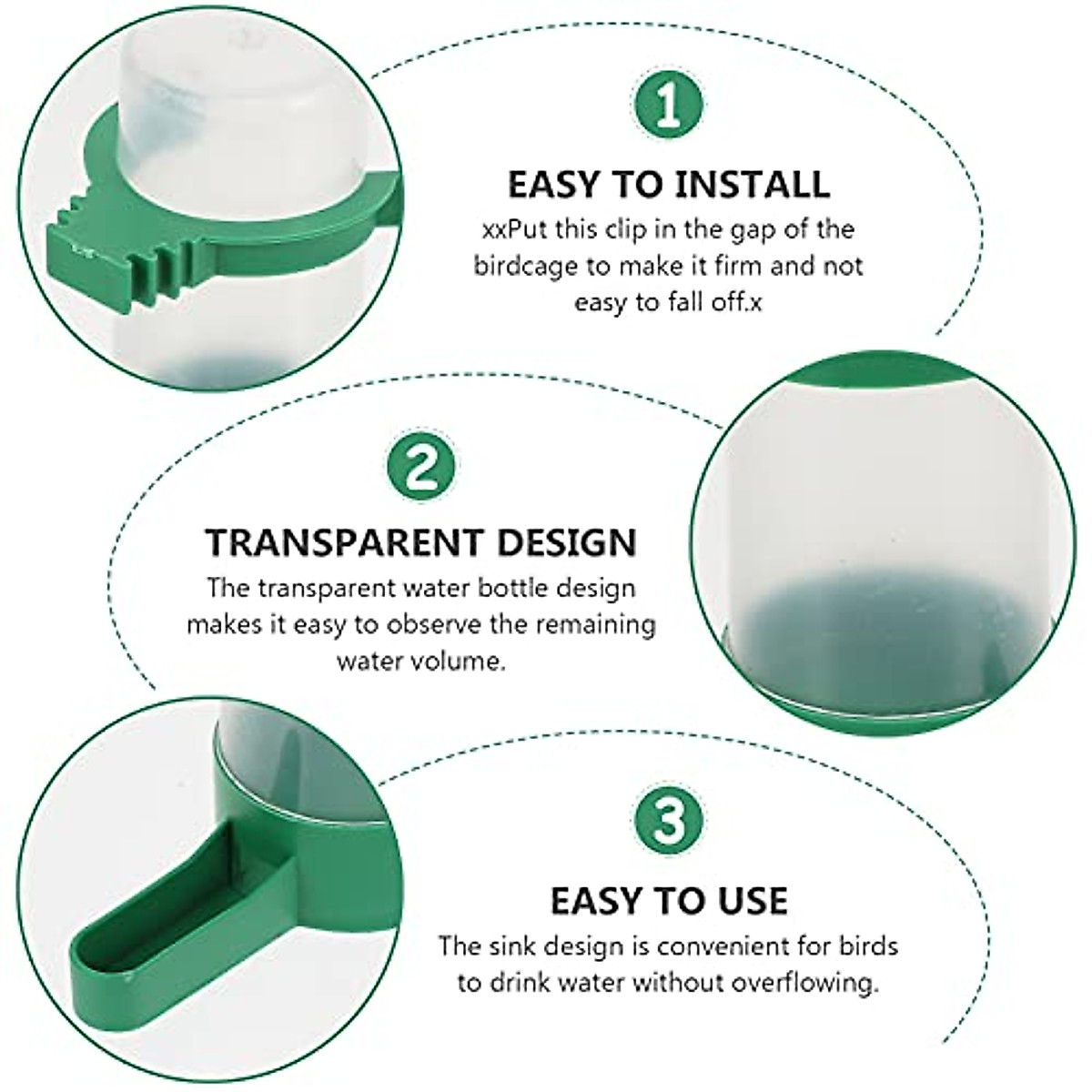 Bird Feeder, Bird Water Dispenser for Cage, 10PCS Automatic Bird Water Feeder for Cage Pet Parrot Budgie Lovebirds Cockatiel Automatic Bird Feeder