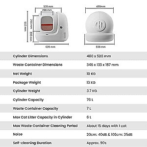 PETKIT PuraMax Cat Litter Box with 1.85L Pet Cat Water Fountain(Black), Self-Cleaning Cat Litter Box with Large Capacity fr Multiple Cats