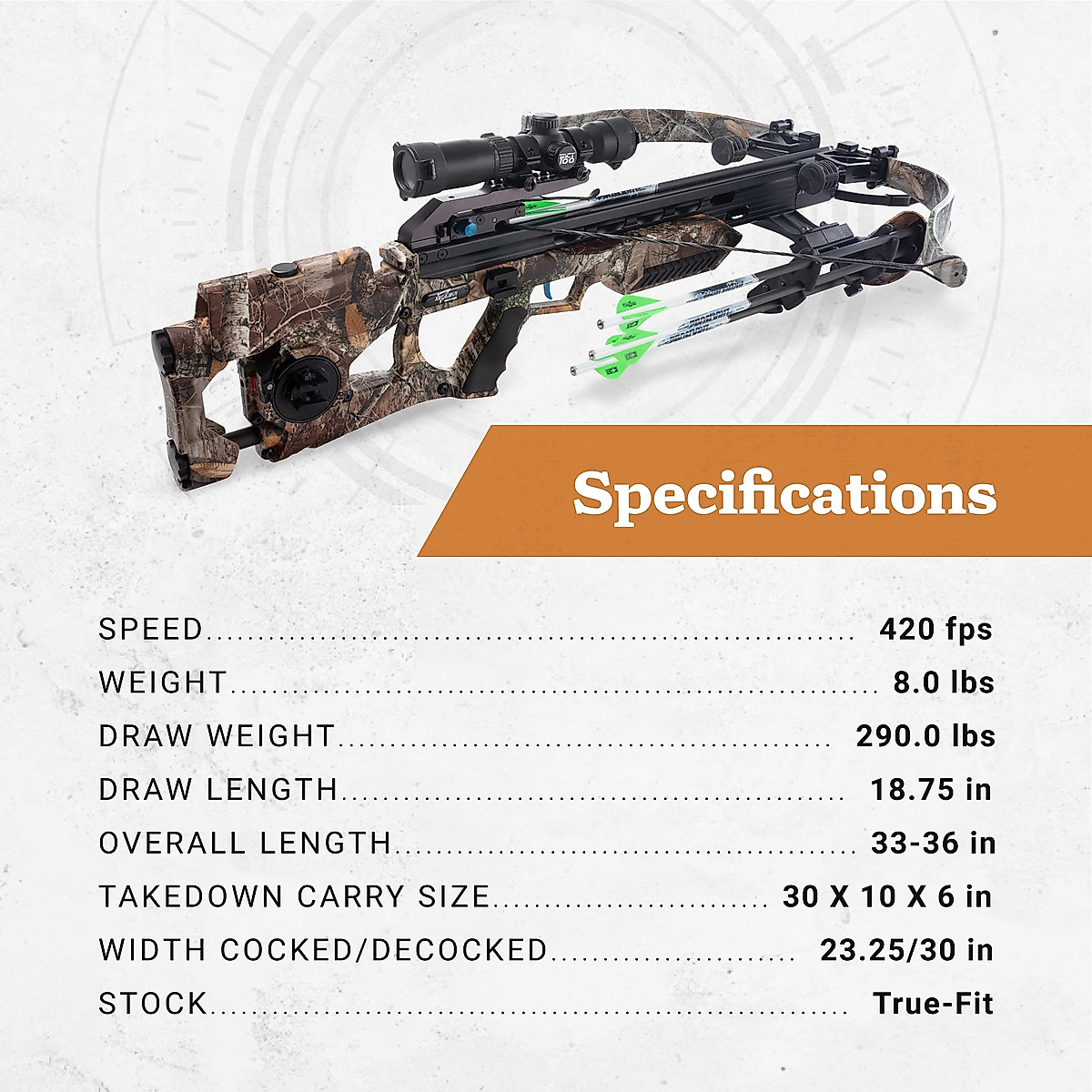 Excalibur Assassin 420 TD Accurate Adjustable Durable Safety Hunting Archery Crossbow - 30 mm Scope Rings, 4 Proflight 18" Arrows, 4-Arrow Quiver Included