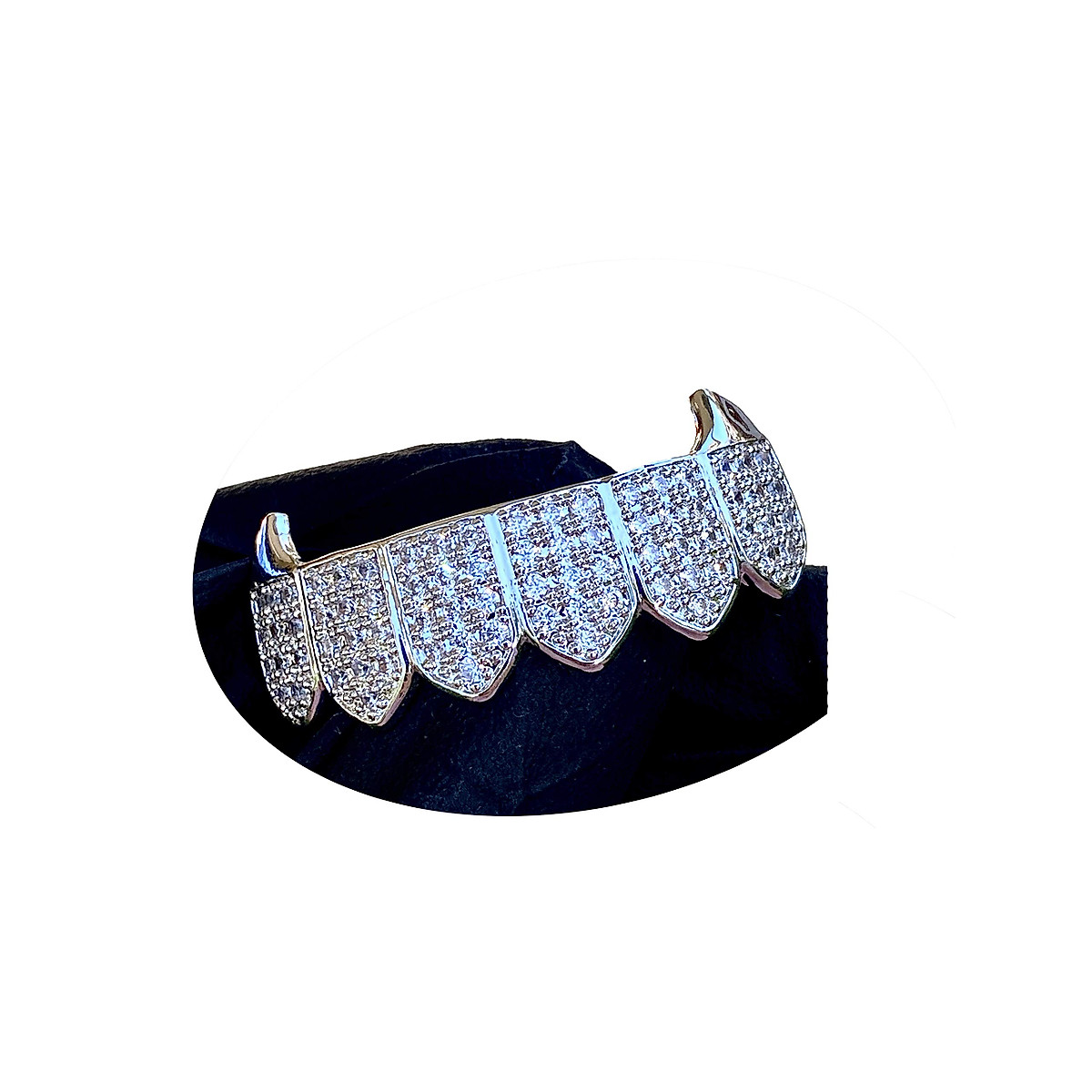 Hip Hop 6 Teeth Grillz Bottom Teeth Mouth Grillz, Mens Ladies Grillz Iced Custom Slug Cz Damonds Gold Plated Macro Pave CZ Iced-Out, Bars Included