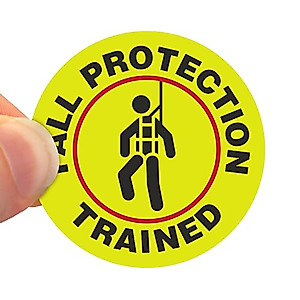 SmartSign "Fall Protection Trained" Pack of 5 Hard Hat Labels | Retro-Reflective, 2" Circle