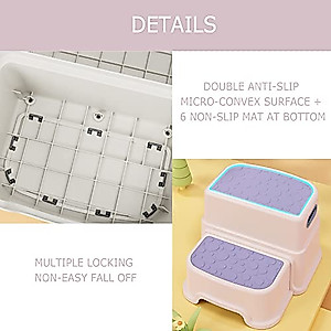 HOMKO 2 Step Kids Toddler Potty Training Step Stool for Bathroom Kitchen Sink and Toilet Anti-Slip Potty Stools, 3 in 1 Independent Stepping Stool, Pink