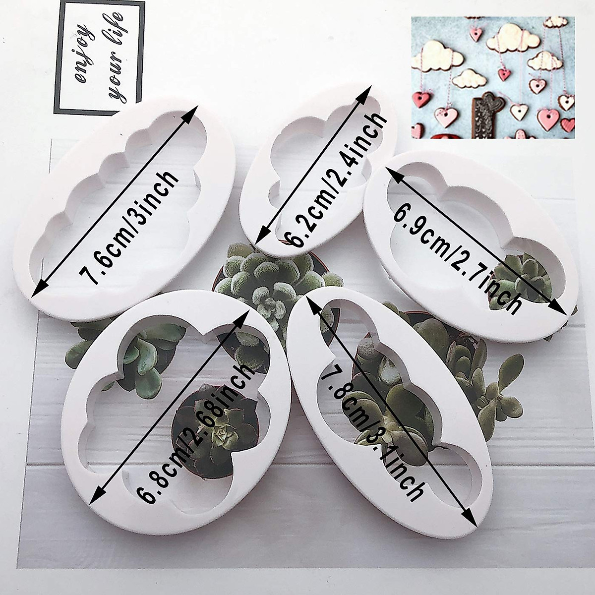 Markeny 10 Pack Cake Fondant Embossing Mold Balloon Cloud Fence Cookie Cutters Biscuit Moulds for Sugarcraft Fondant Baking Mold Cupcake Decorating