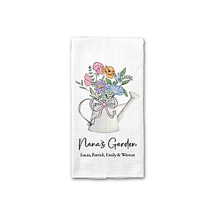 CANARY ROAD Birth Month Flower Tea Towel, Mothers Day Gift For Mom Personalized, Birth Flowers With Names, Grandmas Garden Birth Flower Gift