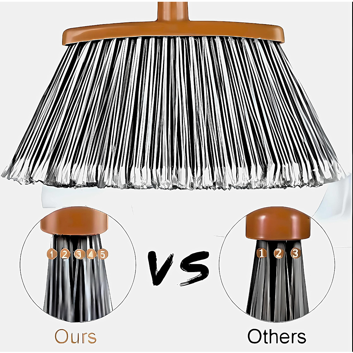 Self-Cleaning Broom and Dustpan Set, Indoor/Outdoor, with Dustpan Teeth, Stand Up Design