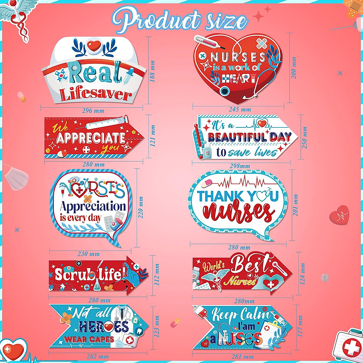 HOWAF 20 Pieces Nurse Appreciation Week Party Yard Signs, Thank You Nurses Party Decorations Yard Welcome Sign for RN Graduation Party, Happy National Nurses Week Party Supplies for Indoor Outdoor