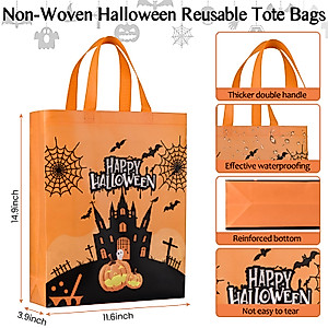 Halloween Bags,12 Pcs Halloween Trick or Treat Bags Large,Halloween Tote Bag with 12 Pcs Halloween Slap Bracelets,Halloween Candy Bags for Halloween Party Supplies,Gift Wrapping 15"×11.6"×3.9"