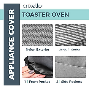 Crutello 9 Slice Toaster Oven Cover with Storage Pockets - Small Appliance Dust Covers, Kitchen Appliance Covers, Durable Toaster Oven Cover