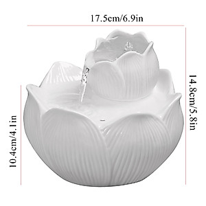 Topjia Lotus Ceramic Cat Drinking Water Fountain, Pet Ultra Quiet Intelligent Drinking Machine,USB Electric Water Dispenser,Tabletop Fountains Decoration for Home Office(6.9x5.8in, Pink)