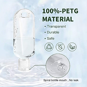 VHOPMORE 8 Pcs Travel Size Bottles with Keychain Hand Sanitizer Holder, 2 oz Portable Plastic Small Empty Bottles Leakproof Refillable Squeeze Containers for Backpack