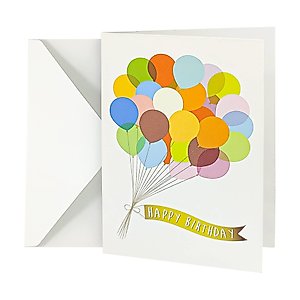 ProGibbs Happy Birthday Day Card - White Card with Balloons