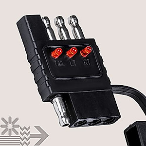 True Mods 4-Way Flat Trailer Wiring Tester [Nickel-Plated Copper Terminals] [Male & Female] [Continuity Test] 4-Pin Trailer Light Wire Circuit Tester