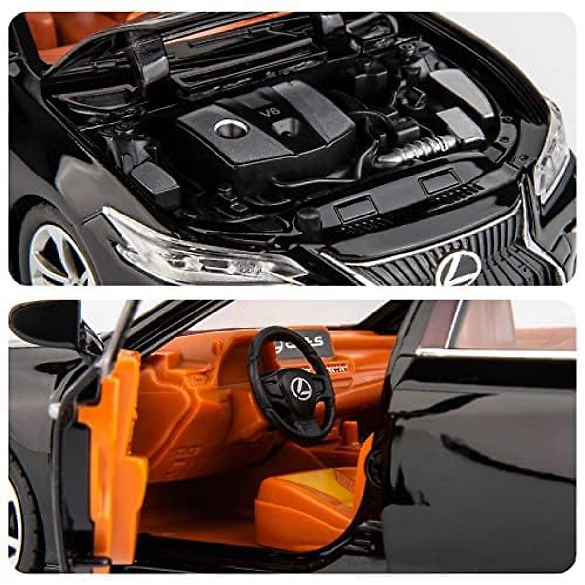 WAKAKAC 1/24 Lexus ES300 Diecast Car Model Alloy Collectible Pull Back Toy Car with Light and Sound Toy Vehicle for Boys Children Gift(Black)