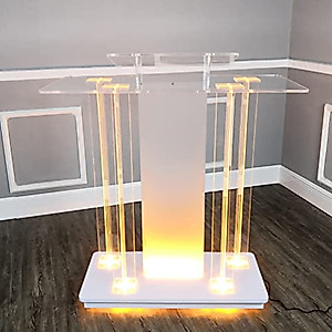 Fixturedisplays® Lighted Led Podium Acrylic Pulpit Wood Deluxe Lectern 39.4 X 17.7 X 43" Churches Synagogue Temple Event Debate 21061