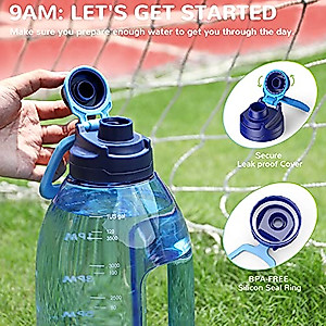 Diller bottle 1 Gallon Water Bottle with Time Marker, Large 128oz Water Bottle to Drink, Motivational Water Jug with handle for Gym Workout, BPA Free, Leak-Proof (Blue)