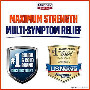 Mucinex Maximum Strength Sinus-Max Pressure, Pain & Cough Caplets, 20 ct, Relieves Minor Aches and Pains, Headache, Chest Congestion, Nasal Congestion, Sinus Pressure, and Controls Cough