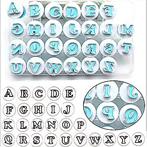 26PCS/Set Cookie Stamp Impress Cookie Cutters Alphabet Letter and Number Fondant Cake Biscuit Mold Letter Shape DIY Cookie Biscuit Alphabet Letters Cake Tool Embosser Cutter (Upper Case Letter Shape)