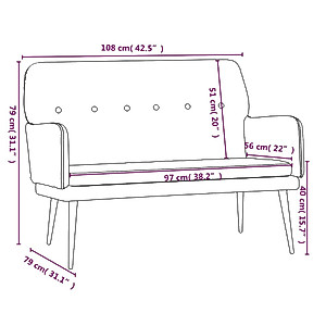 vidaXL Loveseat, Accent Velvet Upholstered Loveseat with Armrests, Modern Couch Bench for Dining Room Living Room Bedroom, Black Velvet