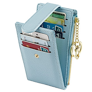 SUMGOGO Womens Small Wallet for Woman Slim Bifold Zipper Card Case Wallets Bling Coin Purse (A-Burgundy)