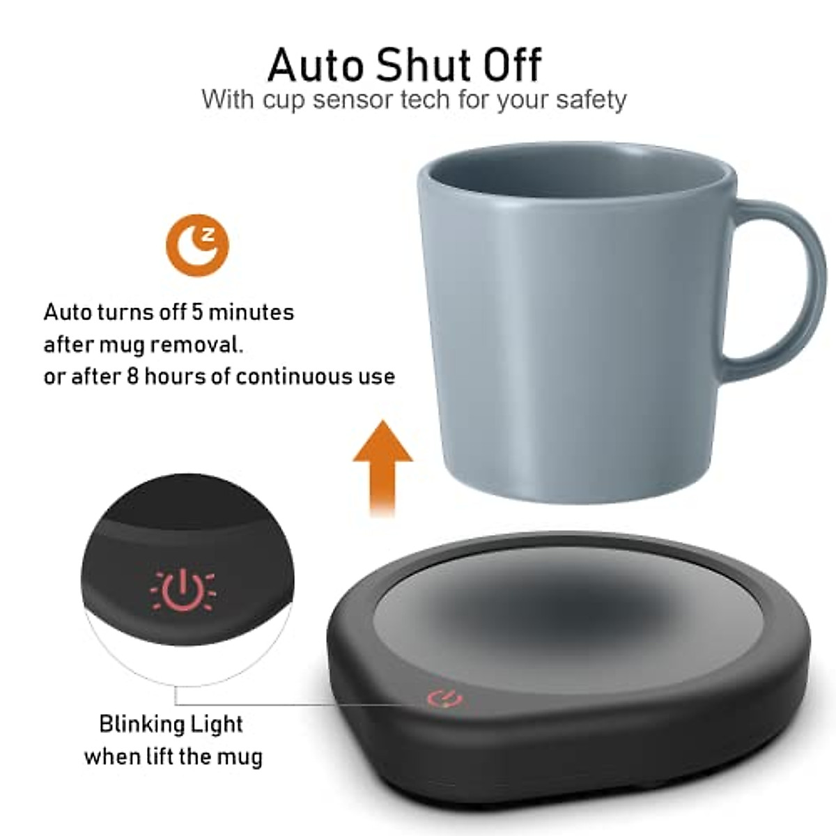 Coffee Mug Warmer with Auto Shut Off for Desk, Cup Warmer Smart Temperature Settings, Electric Beverage Tea Water Milk Warmer for All Cups and Mugs, Heating Plate Candle Wax Warmer