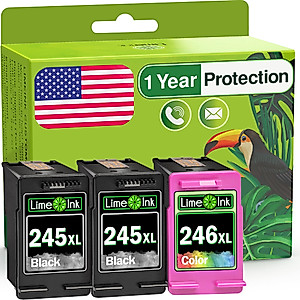 Limeink 3 Pack Remanufactured PG-245XL CL-246XL High Yield Ink Cartridges (2 Black, 1 Color) for Pixma iP2820 MG2520 MG2420 MG2920 MG2922 MX492 MG2924 Shows Accurate Ink Level