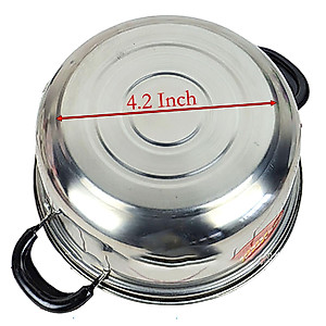 Stainless Steel Saucepan, 0.9 Quart Double Handle Milk and Soup Pot with Lid for Warming, Cooking and Boiling Milk, Spaghetti, Soup in Kitchen and Outdoor (16cm)