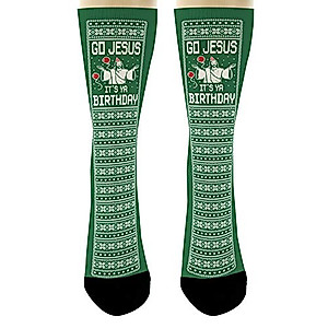 Christmas Joke Gifts Go Jesus It's Ya Birthday Winter Holiday Gift Socks 6-Pair Novelty Crew Socks