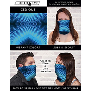 Lucid Eye Neck Gaiter Multipack 3PCS, Trippy Blue Series, Stretchy Tube Scarf