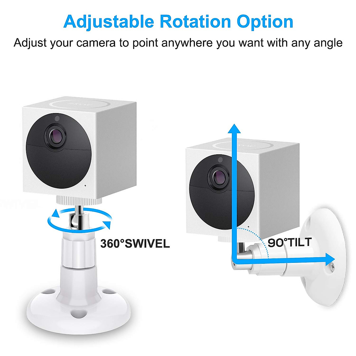 MENEEA for Wyze Cam v3/Pro,for Wyze Cam Outdoor,for Wyze Cam Pan V2,for Wyze Cam Pan Wall Mount, Adjustable Indoor and Outdoor 360 Degree Swivel Ceiling Mount Bracket for Security Camera (2 Pack)