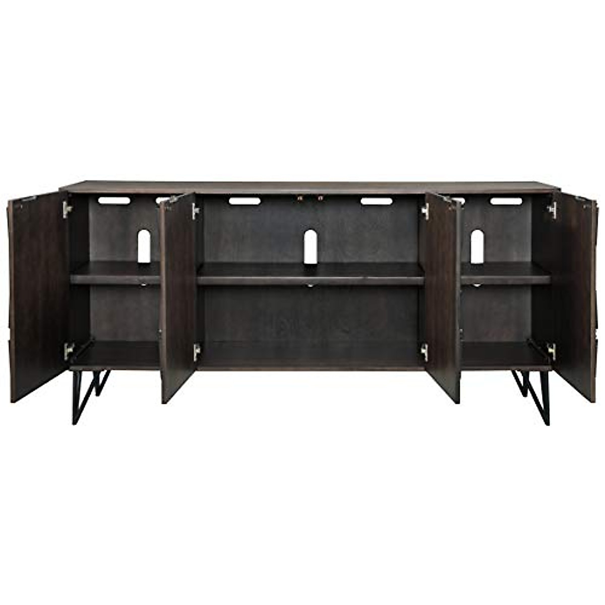Signature Design by Ashley Chasinfield Urban Geometric Design TV Stand Fits TVs up to 70", 4 Cabinet Doors and 3 Adjustable Storage Shelves, Dark Brown