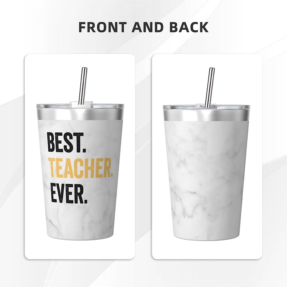 Best Teacher Ever Gift for Teacher Family Party Insulated Stainless-Steel Tumbler - 12oz Coffee Tumbler with Flip-Top Lid - Travel Coffee Mug - Vacuum-Tumblers Keep Hot & Cold - For Home Office-H