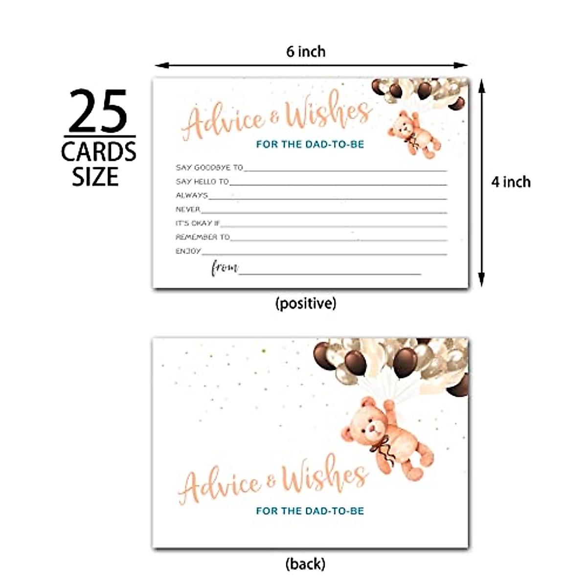 Little Bear Advice And Wishes Cards For The Dad-To-Be, Baby Advice Cards For New Dad, Baby Shower Party Game,Decorations Party Supply，25 Cards(bb012-JYK 004)