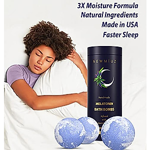 Sleep Melatonin Bath Bombs Lavender Chamomile Essential Oils Calming Natural Bubble Bath Shower Fizzies Spa Gifts Set Mother's Birthday Christmas Women Perfect Stocking Stuffers