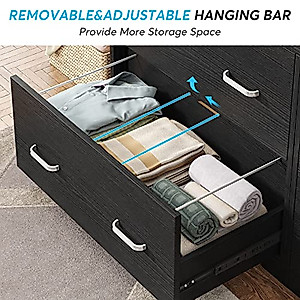 LITTLE TREE Lateral File Cabinet with 2 Drawers, 31.5 Inches Large Filing Cabinet for Hanging Letter/Legal/F4/A4 Size Files with Lock, Home Office, Black