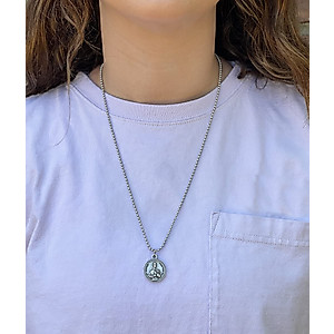 Saint Gerard Necklace Patron Saint of Fertility & Pregnancy Catholic Jewelry - Silver Oxidized Round 7/8" St Gerard Medal with 24" Adjustable Hypoallergenic Ball Chain - Made in Italy